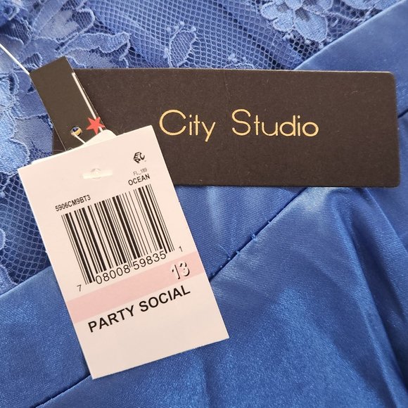 City Studio | Dresses | City Studio Womens Blue Lace Back Fit Flare ...